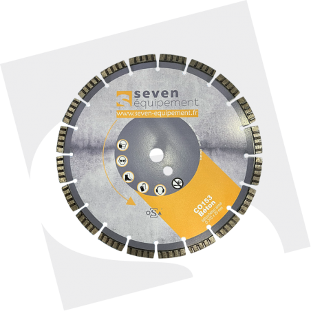 Disque diamant à segments pour découpe Béton ø300x20x10mm.